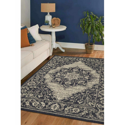 maker Navy Gel Backed Medallion Rug by George at ASDA | ufurnish.com