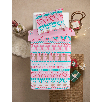 Pink Gingerbread Fairisle Duvet Set by George at ASDA | ufurnish.com