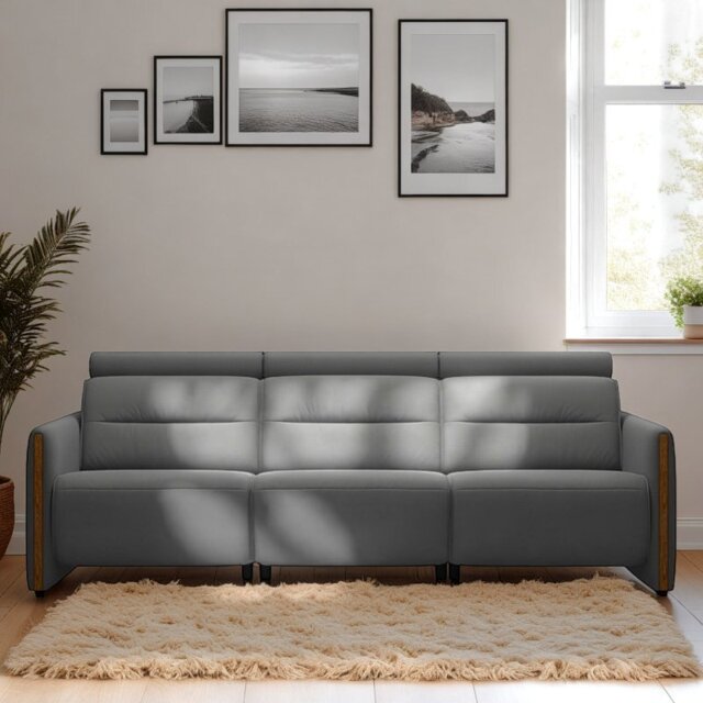 Stressless Emily 3 Seater Sofa with Wood Arms in Leather - Batick by ...