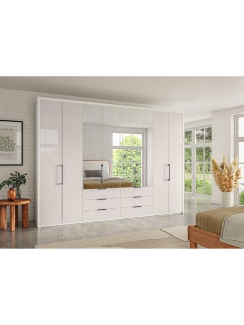 John Lewis Osaka 3m Bi-Fold Wardrobe with 4 Glass Doors, 4 Mirrored ...