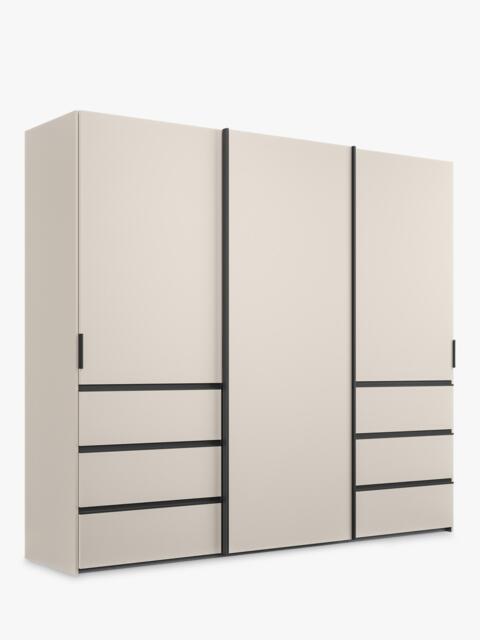 John Lewis Ascot 2.5m Sliding Wardrobe with 3 Doors & 6 Drawers by John ...