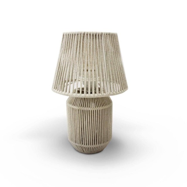 Bari White Cotton String Table Lamp by Laura James | ufurnish.com
