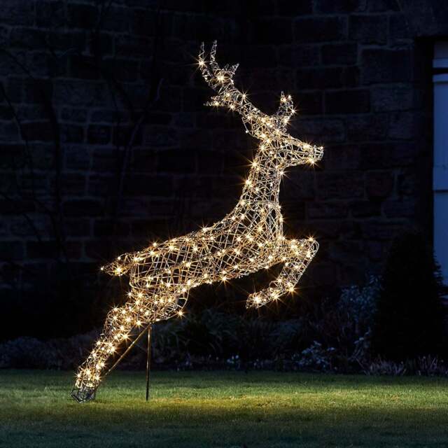 Solar Powered Regular Harlow Rattan Stag Dual Colour LED Light Up ...