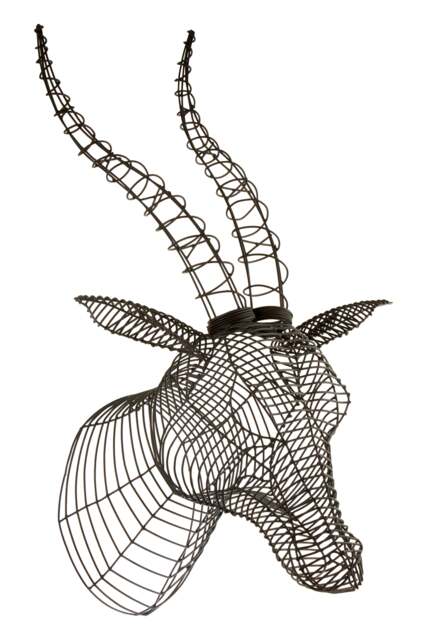 Zania Antelope Head Sculpture in Black Wire Frame by Luxe Realms ...