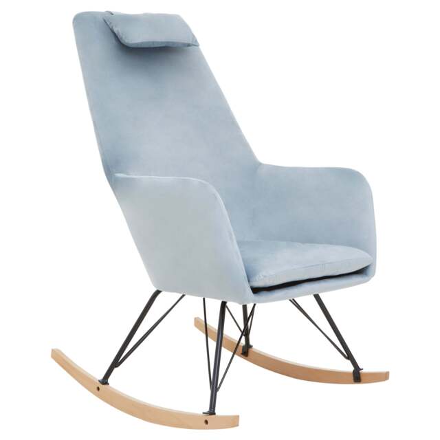 Stockholm Blue Velvet Rocking Chair by Luxe Realms | ufurnish.com