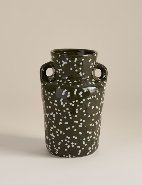 M&S Medium Splatter Ceramic Vase Green by Marks & Spencer | ufurnish.com