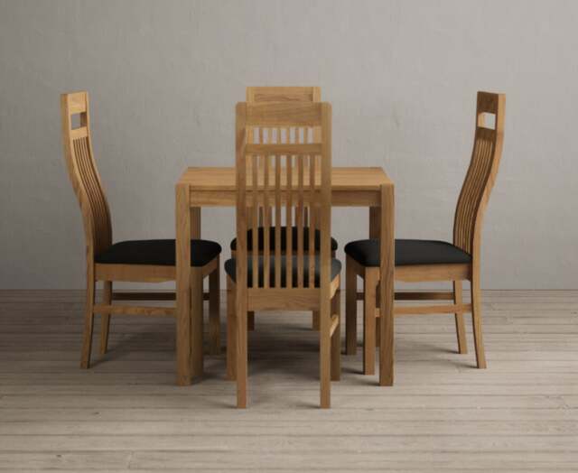 York 80cm Solid Oak Dining Table with 2 Brown Monroe Chairs by Oak ...