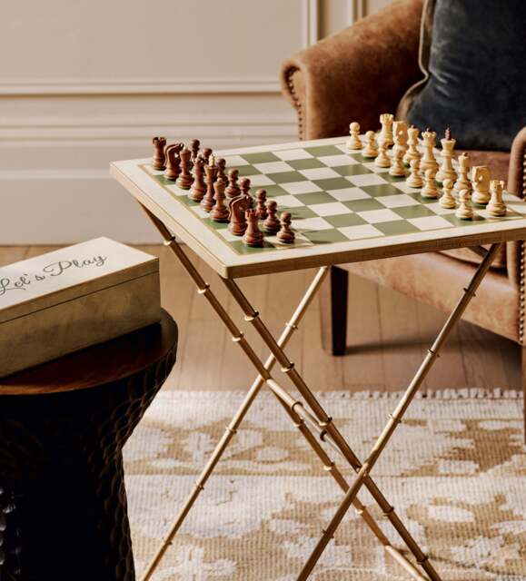 OKA, Capablanca Games Table - Green/Gold, Side Table by OKA | ufurnish.com