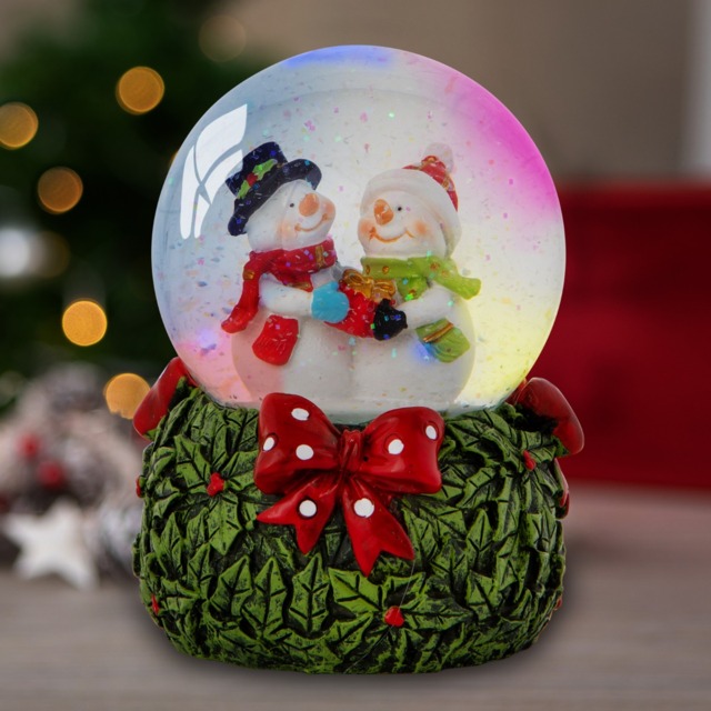 OHS Mr & Mrs Snowman Light Up Musical Snow Globe - Multi by Online Home ...