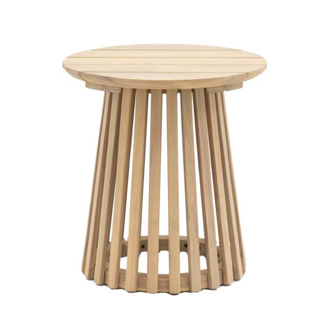 Cercola Natural Acacia Wood Slatted Round Side Table by Otello's Home ...