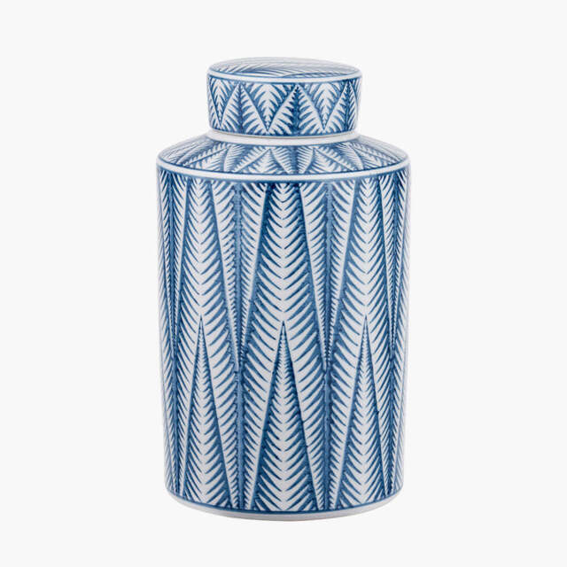 Samara Blue and White Ceramic Aztec Design Lidded Ginger Jar by Otello ...