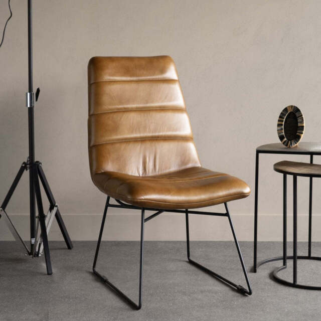 Arthur Cognac Tan Brown Leather Dining Chair by Otello's Home ...