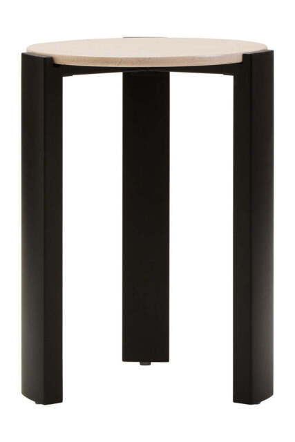 Palermo Cream Marble Top Round Side Table by PN Home | ufurnish.com