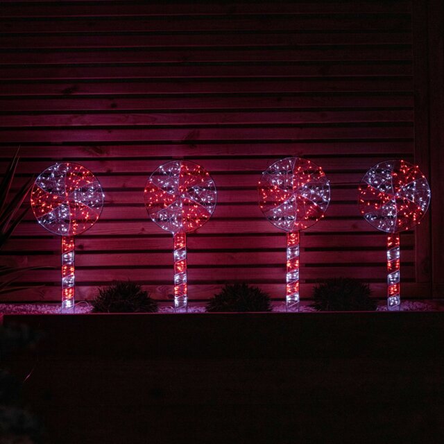 Rackhams Set of 4 60cm Light up Christmas Lollipop Garden Path Lights ...