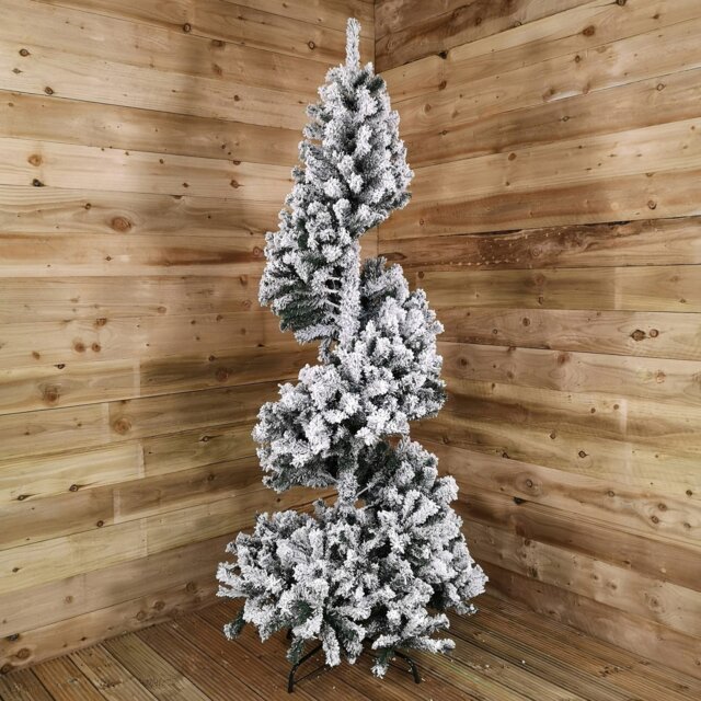 Rackhams 7ft (2.1m) Premier Spiral Snow Flocked Christmas Tree by ...