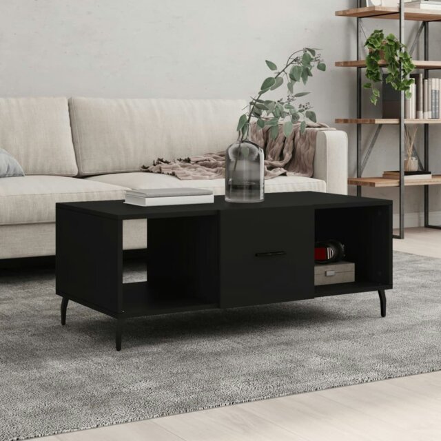 Rackhams Coffee Table Black 102x50x40 cm Engineered Wood - Black ...