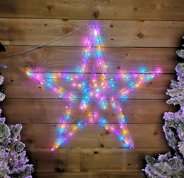 Rackhams 80cm Light Up Double Star Christmas Decoration with 140 LED in ...