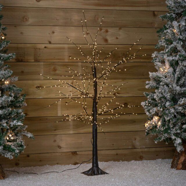 Rackhams 4ft (1.2m) Tall Light up Black Micro Dot Christmas Tree with ...