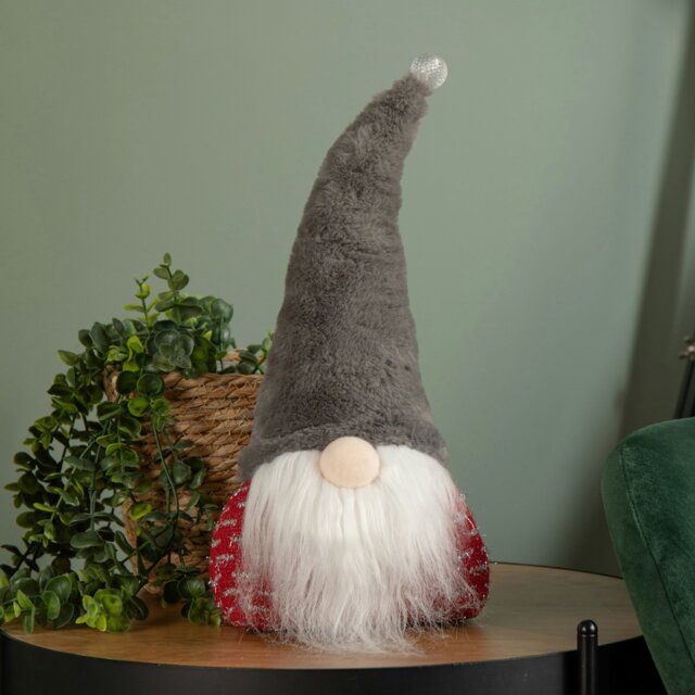 Rackhams 35cm Battery Operated Light up Christmas Gonk with Grey Hat ...