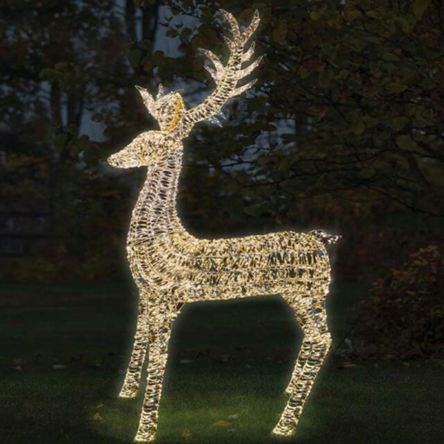 Rackhams 2.7m Light up Gold Glitter Twist Christmas Stag with 5200 ...