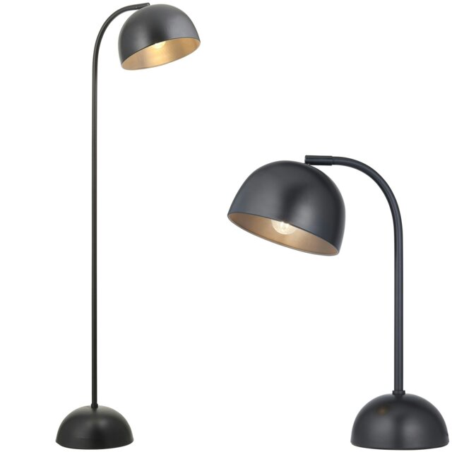 Rackhams Loops Standing Floor & Table Lamp Set - Adjustable Matt Black ...
