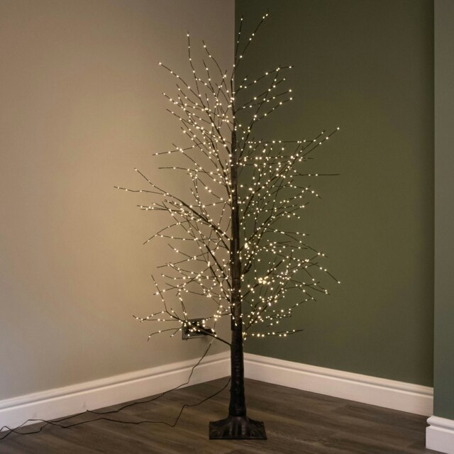 Rackhams 5ft (1.5m) Light up Black Micro Dot Christmas Tree with 900 ...