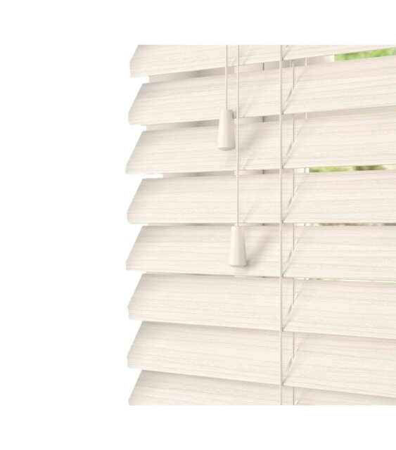 Rackhams White Oak Faux Wood Venetian Blinds with String (130cm Drop ...