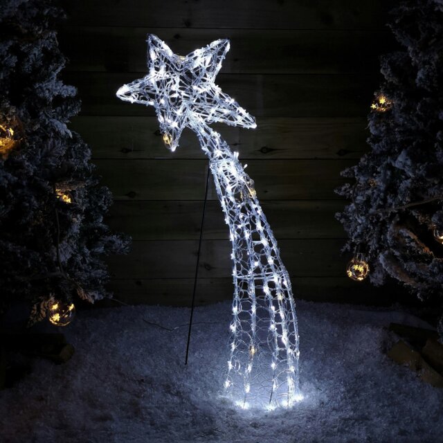 Rackhams 90cm Light up Soft Acrylic 2D Shooting Christmas Star with 160 ...