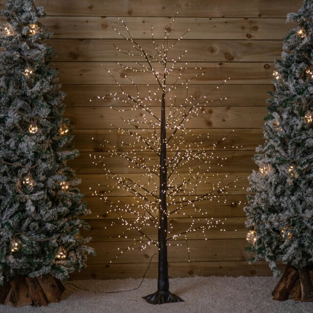 Rackhams 6ft (1.8m) Tall Light up Black Micro Dot Christmas Tree with ...