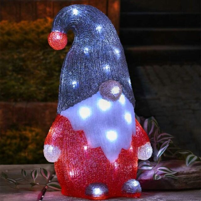 Rackhams 30cm Battery Operated Light up Christmas Gonk with Cool White ...