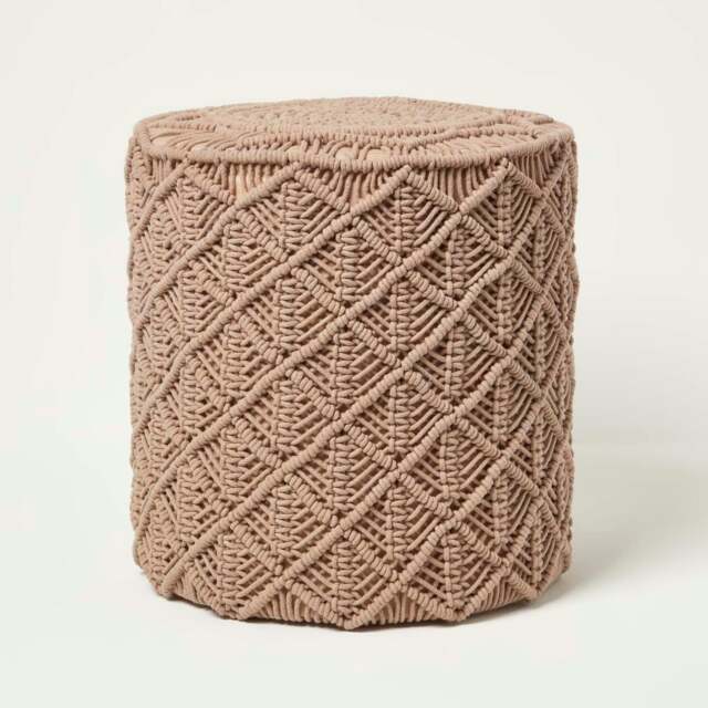 Rackhams Delilah Brown Macrame Pouffe - 42 cm Tall by Rackhams ...