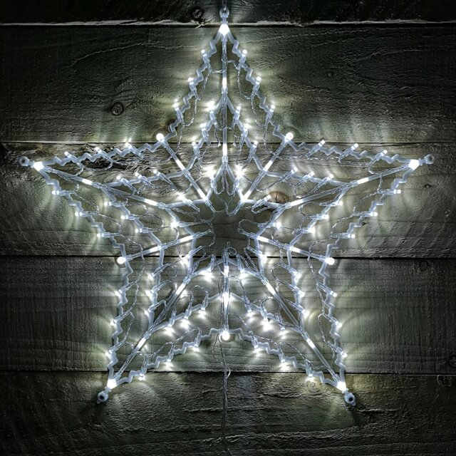 Rackhams 50cm White 100 LED Window Star Light Up Indoor/Outdoor ...
