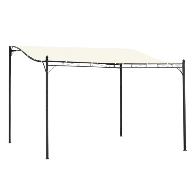 Outsunny 4 x 3M Wall Mounted Awning Free Stand Canopy Shade Porch ...