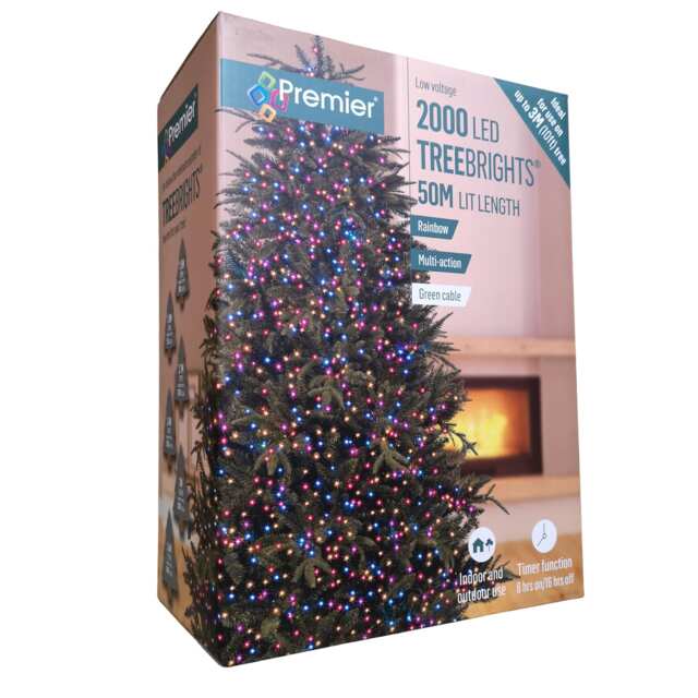 2000 LED 50m Indoor Outdoor Christmas Multi Function Mains Operated ...