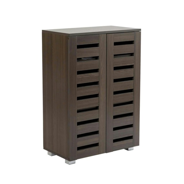Oslo 2 Door Wooden Shoe Storage Cabinet Rack Stand Cupboard Slatted ...