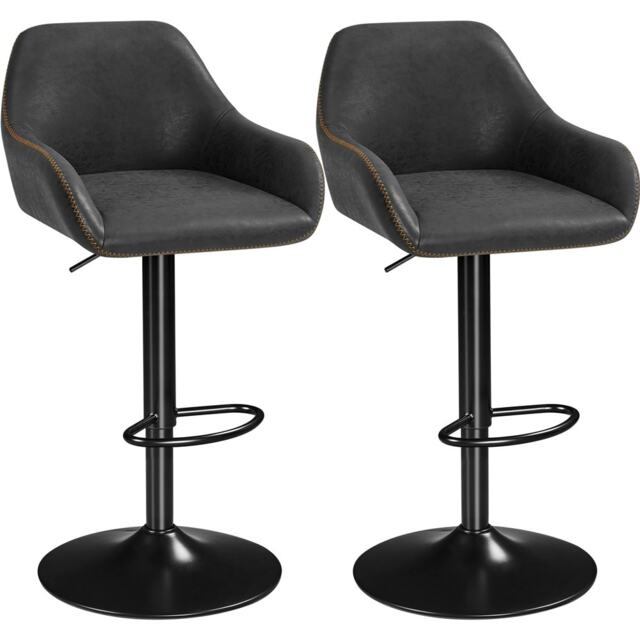 Yaheetech Set of 2 Vintage Height Adjustable Swivel Bar Stools by Tesco ...