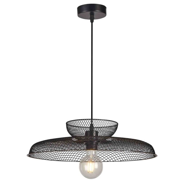Cassidy - Two Tier Black Mesh Ceiling Pendant Light Black 1 by Tesco ...