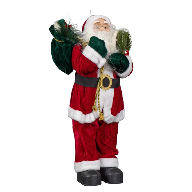 61cm tall standing santa claus christmas decoration with green sack by ...