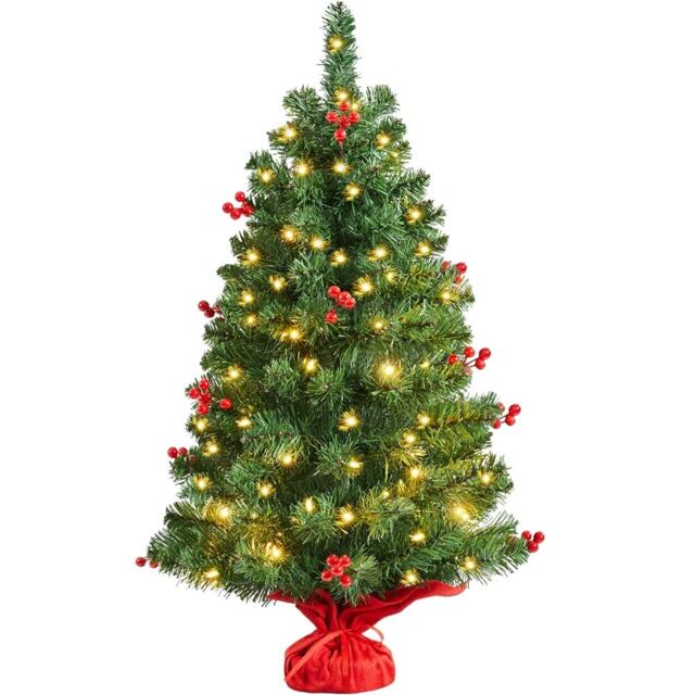 Yaheetech tabletop artificial christmas tree with led lights by Tesco ...