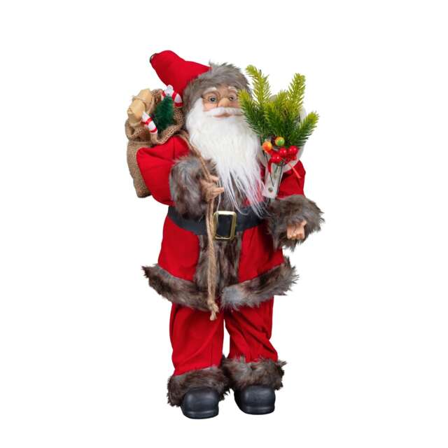 45cm Standing Traditional Santa Claus Christmas Decoration with Gift ...