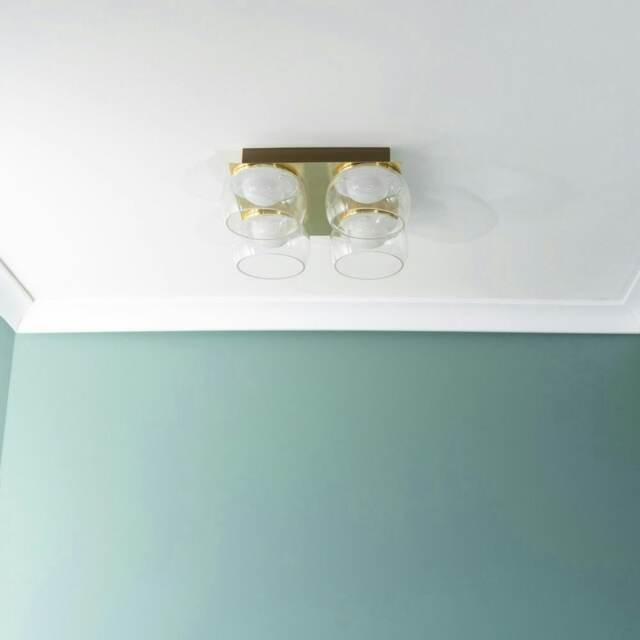 Valuelights alissa brushed gold ip44 4 way clear glass integrated led ...