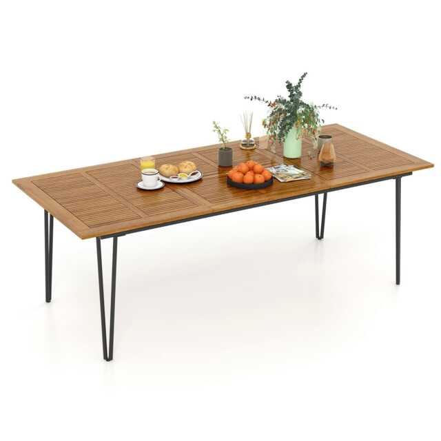 Costway 220 x 95cm patio dining table indoor & outdoor brown by Tesco ...