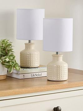 The Very Collection Cream Set Of 2 Ceramic Table Lamps by Very ...