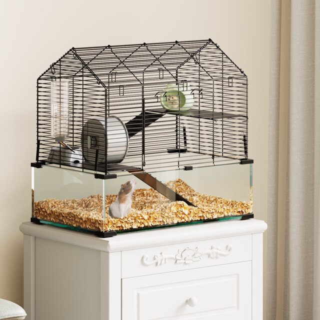 3-Tier Large Hamster Cage, 360° View Metal Guinea Pig Cage with Deep ...