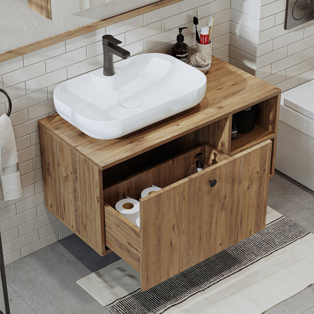 Rosaliyah Bathroom Vanity Unit with Ceramic Washbasin 95cm by Wayfair ...
