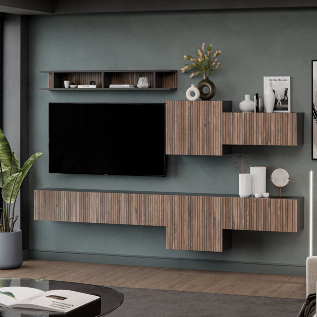 Barcelona Moduler Modern TV Unit Wall Mount – Customizable Layout ...