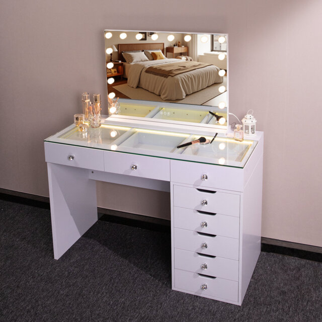 Dressing Table With Mirror Led Lights by Wayfair | ufurnish.com