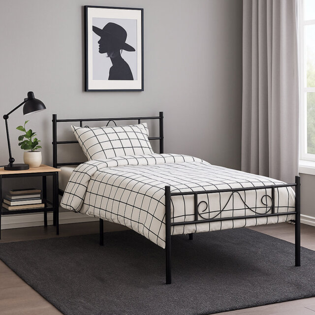 Brady Classic Metal Single Bed With Arched Scroll Head And Footboard by ...