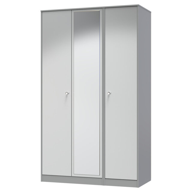 Bhargavi Tall Triple Mirror Wardrobe in Uniform Grey & Dusk Grey by ...