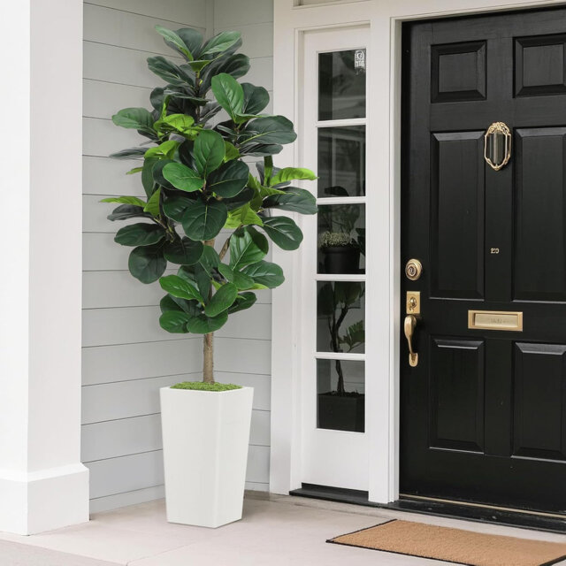 5FT Artificial Fiddle Leaf Fig Tree, Ficus Lyrata Fake Plants with Pots ...